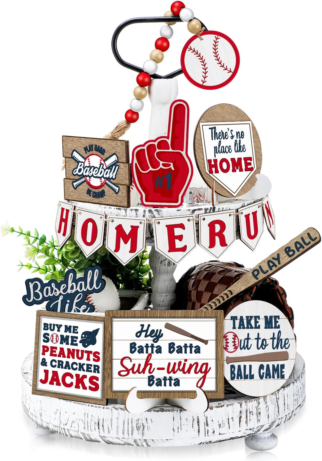 Amazon.com: FairySandy 15 Pcs Baseball Tiered Tray Decor Set Baseball ...