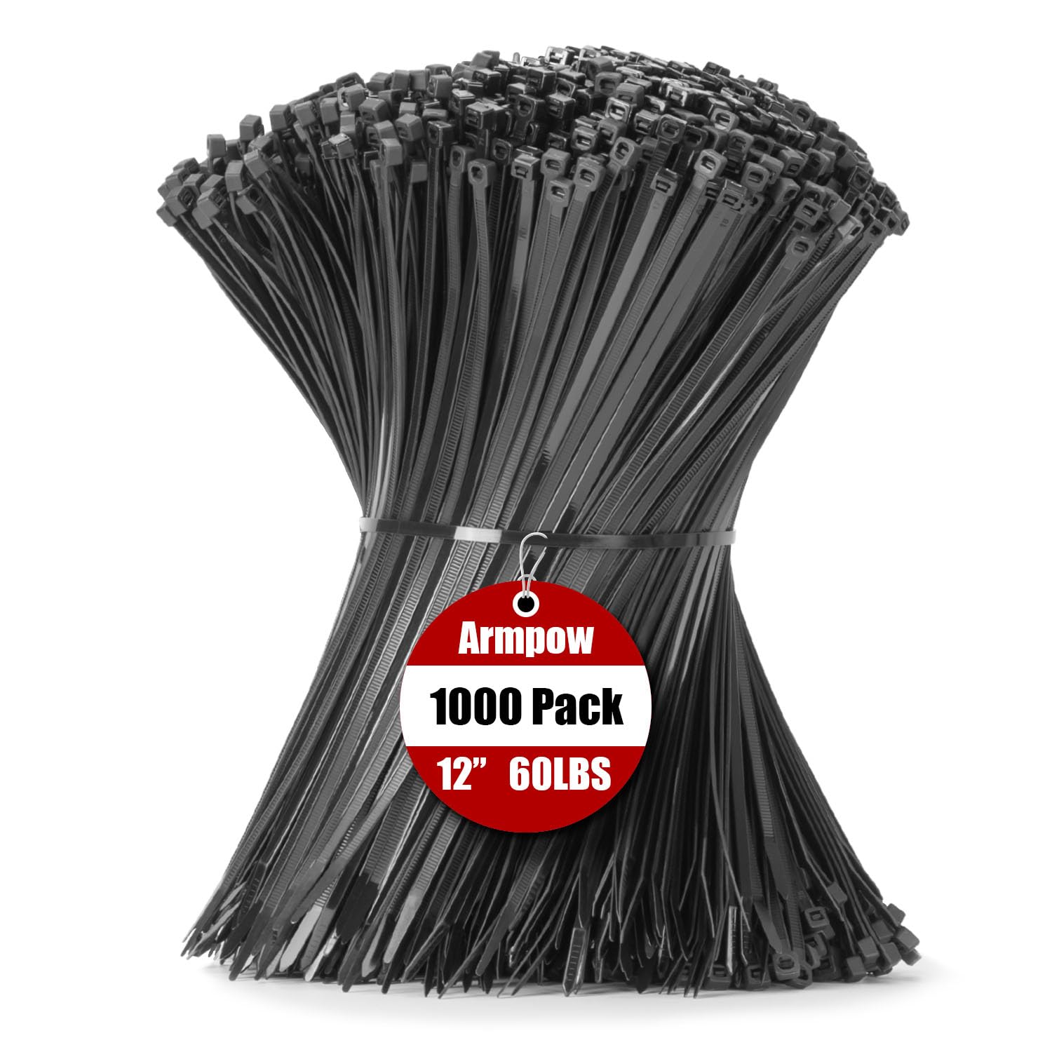 Amazon.com: Armpow 12 Inch Zip Ties Black 1000 PCS, 60 Lbs- Heavy Duty ...