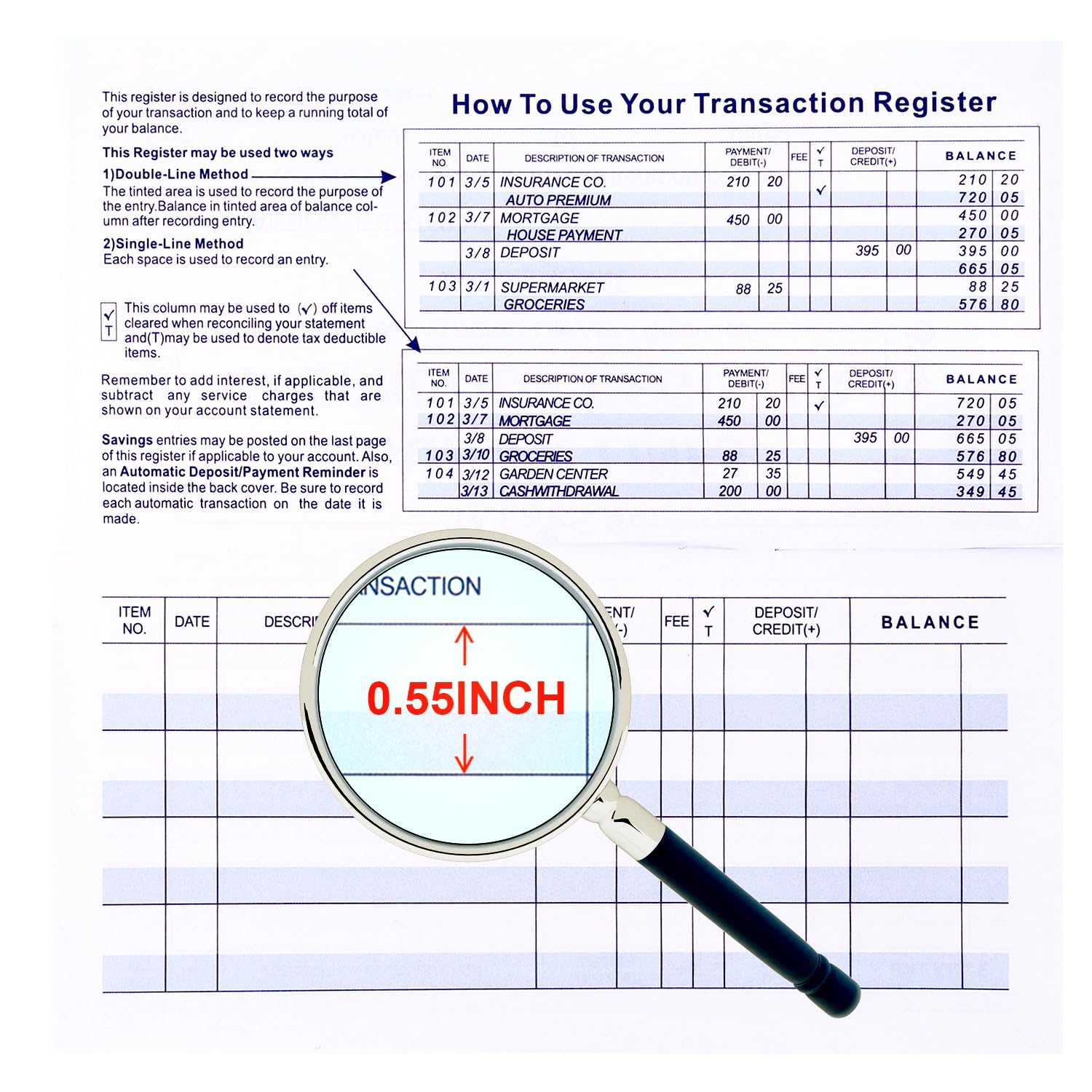 Snapklik.com : 24 Pack Larger Lines Checkbook Register, Check Registers ...