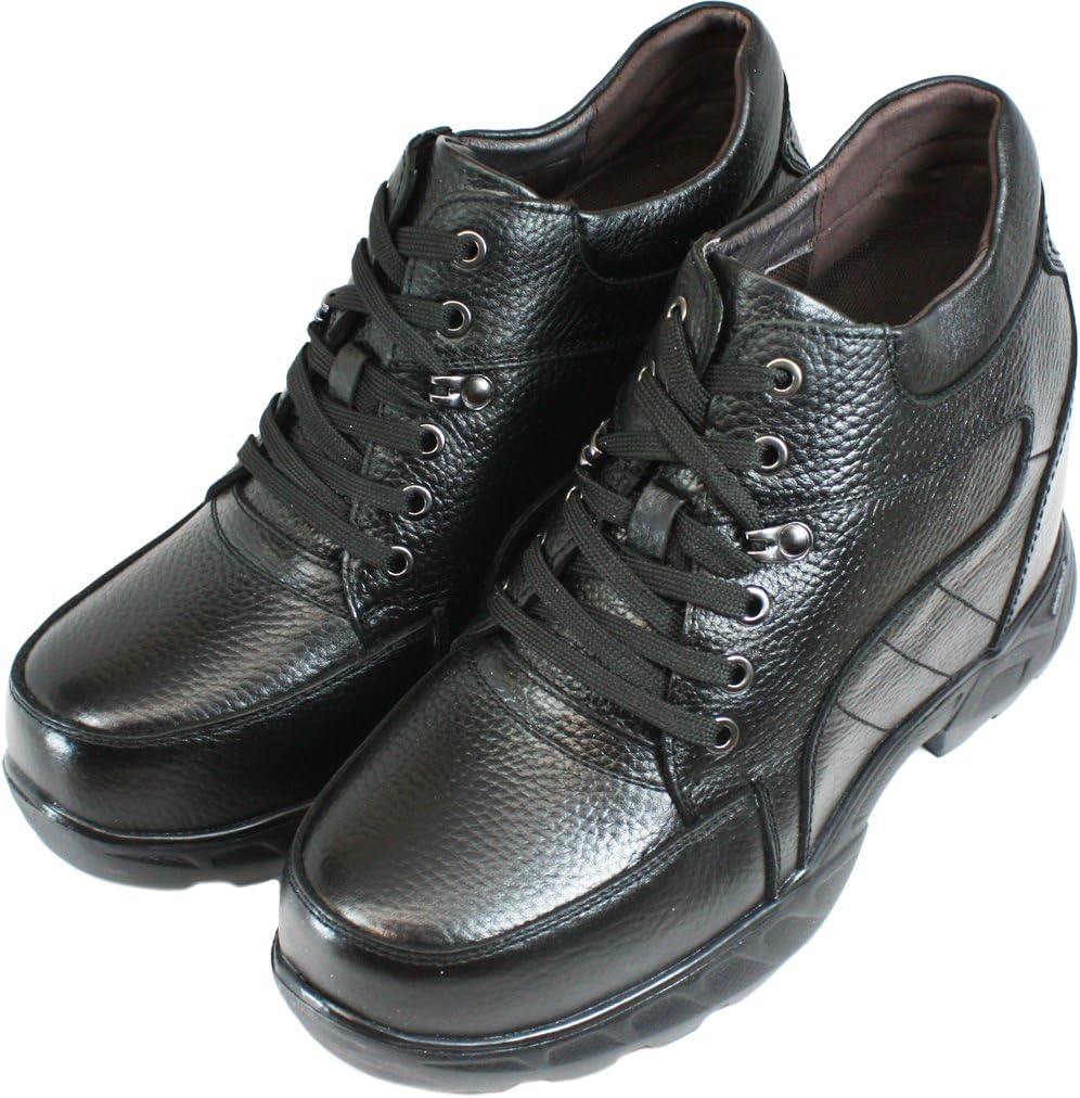 Calden Men's Invisible Height Increasing Boots - Black Pebble Grain ...