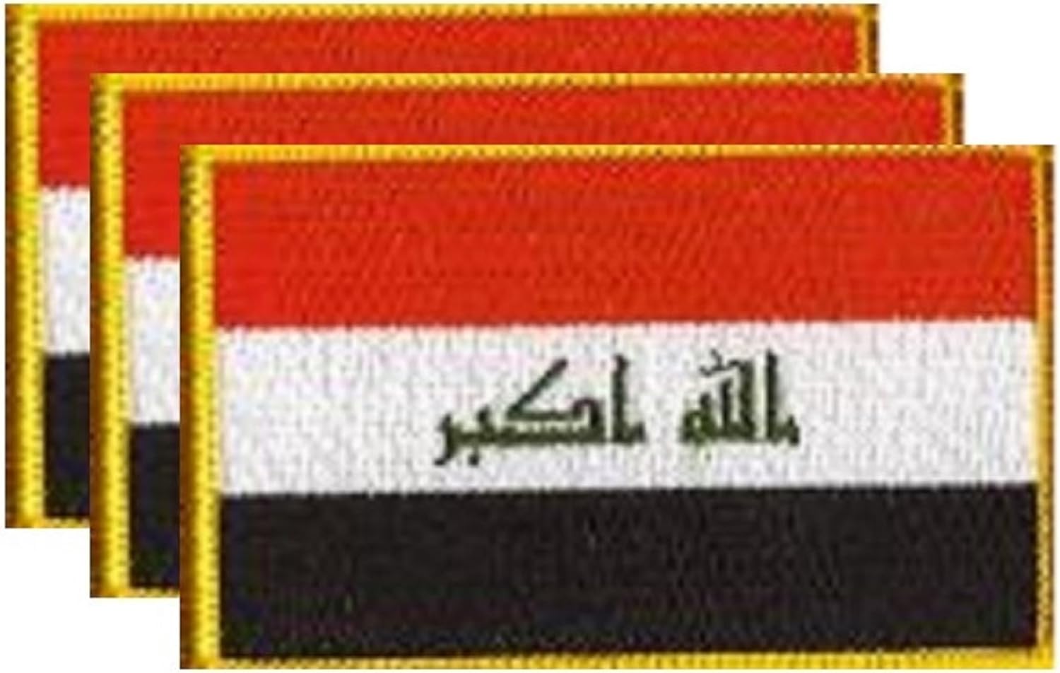 Amazon.com: Pack of 3 Iraq Flag Patches 3.50 x 2.25 Inch Pack of Three ...
