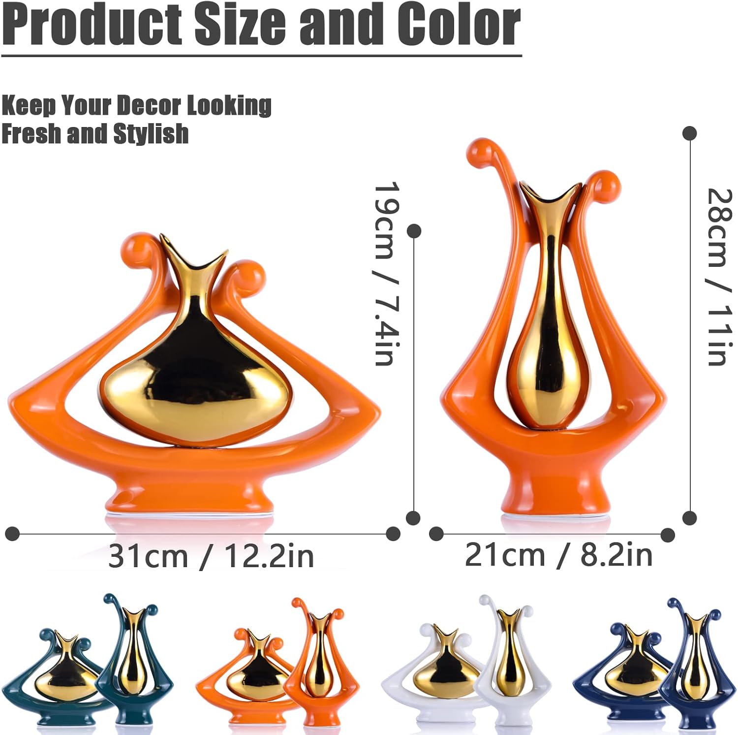 Jarrones modernos para decoración, jarrón de cerámica azul con ...