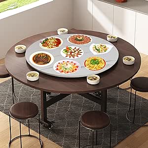 Amazon.co.jp: Rotating Tray for Dining Table,Round Wooden Turntable for ...