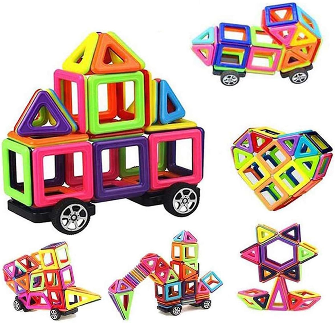 76 PCS Mini Magnetic Tiles Building Blocks Set, DIY Creative STEM ...
