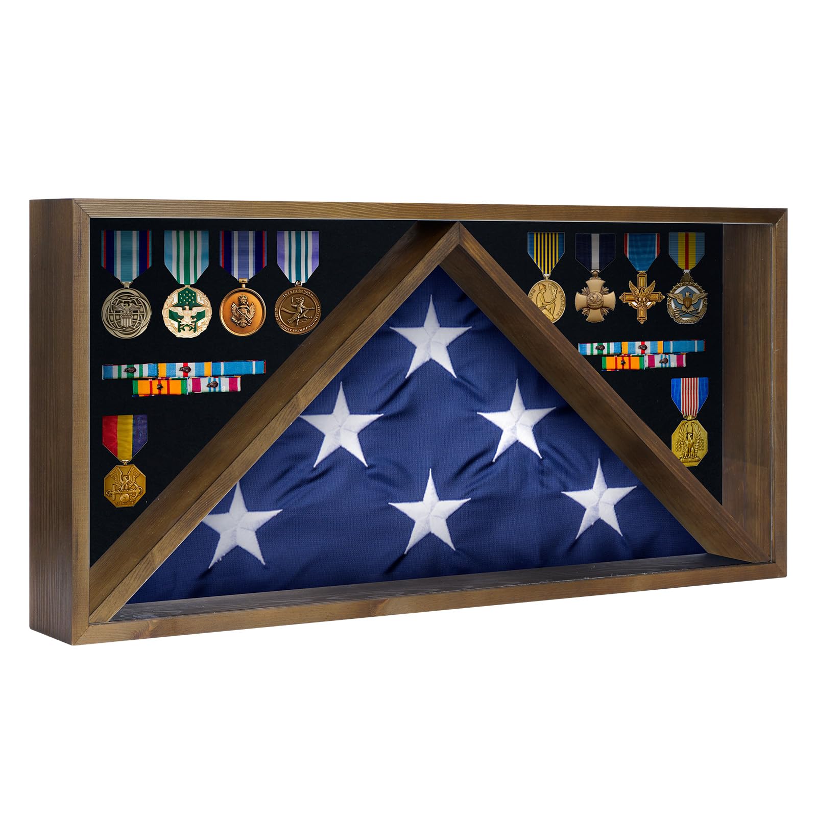 Amazon.com - Military Shadow Box，Large Solid Wood Flag Display Case for ...