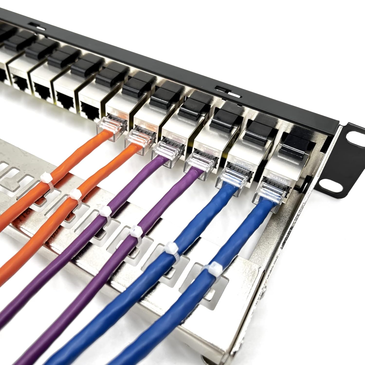 12 Port Patch Panel Cat6A with Cable Support - Fully Loaded Pass ...
