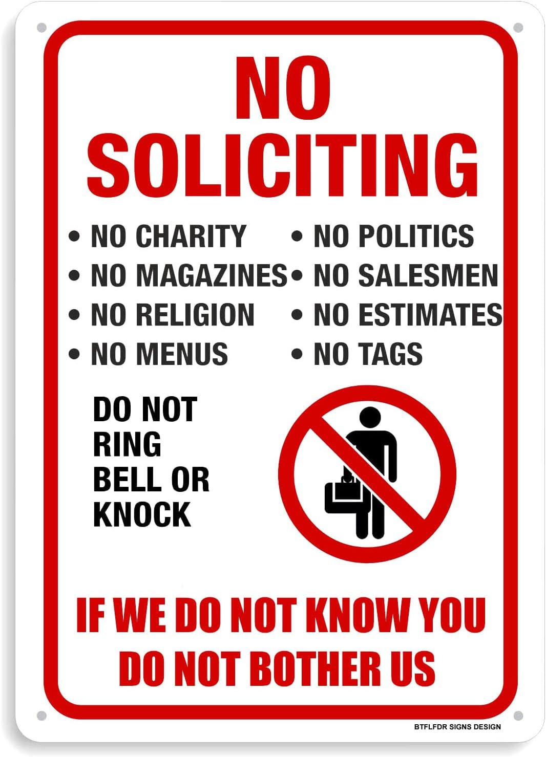 Amazon.com : BTFLFDR Aluminum Warning Sign, 12"x16" Warning Sign NO ...