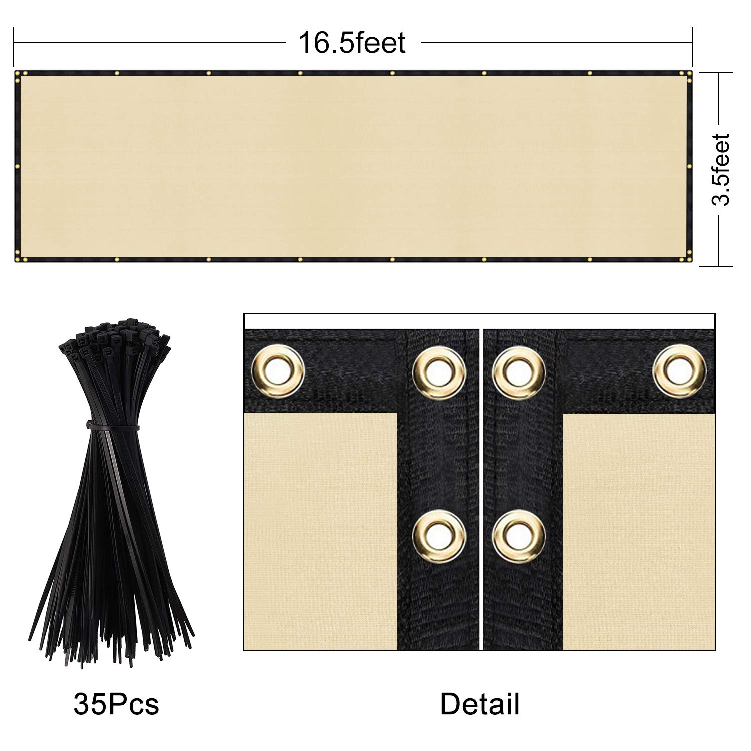 Snapklik.com : Balcony Privacy Screen Cover, 3.5ft X16.5ft Privacy ...