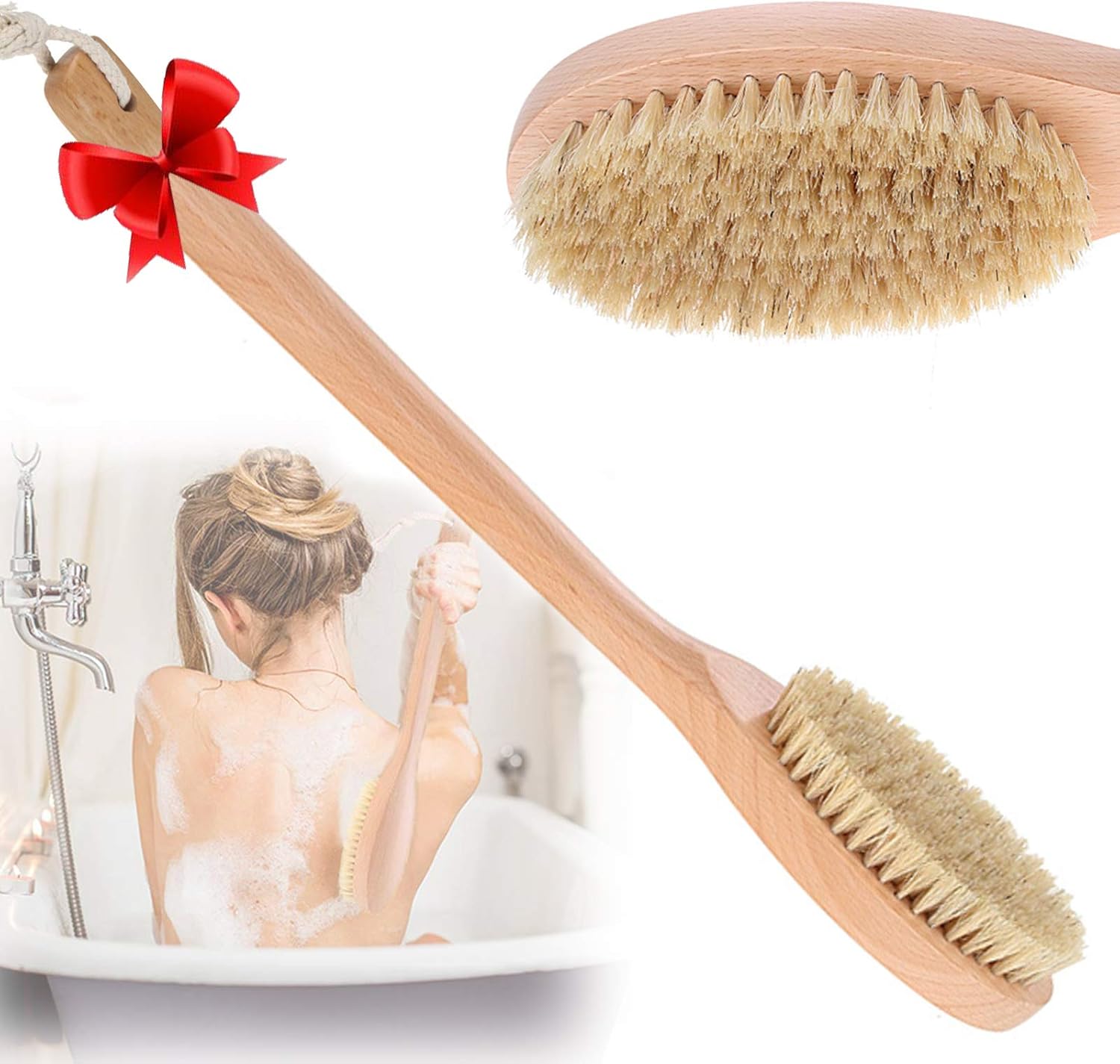 Zeeanker Brosse de bain,Brosse dos douche,En bois Brosses pour le corps ...