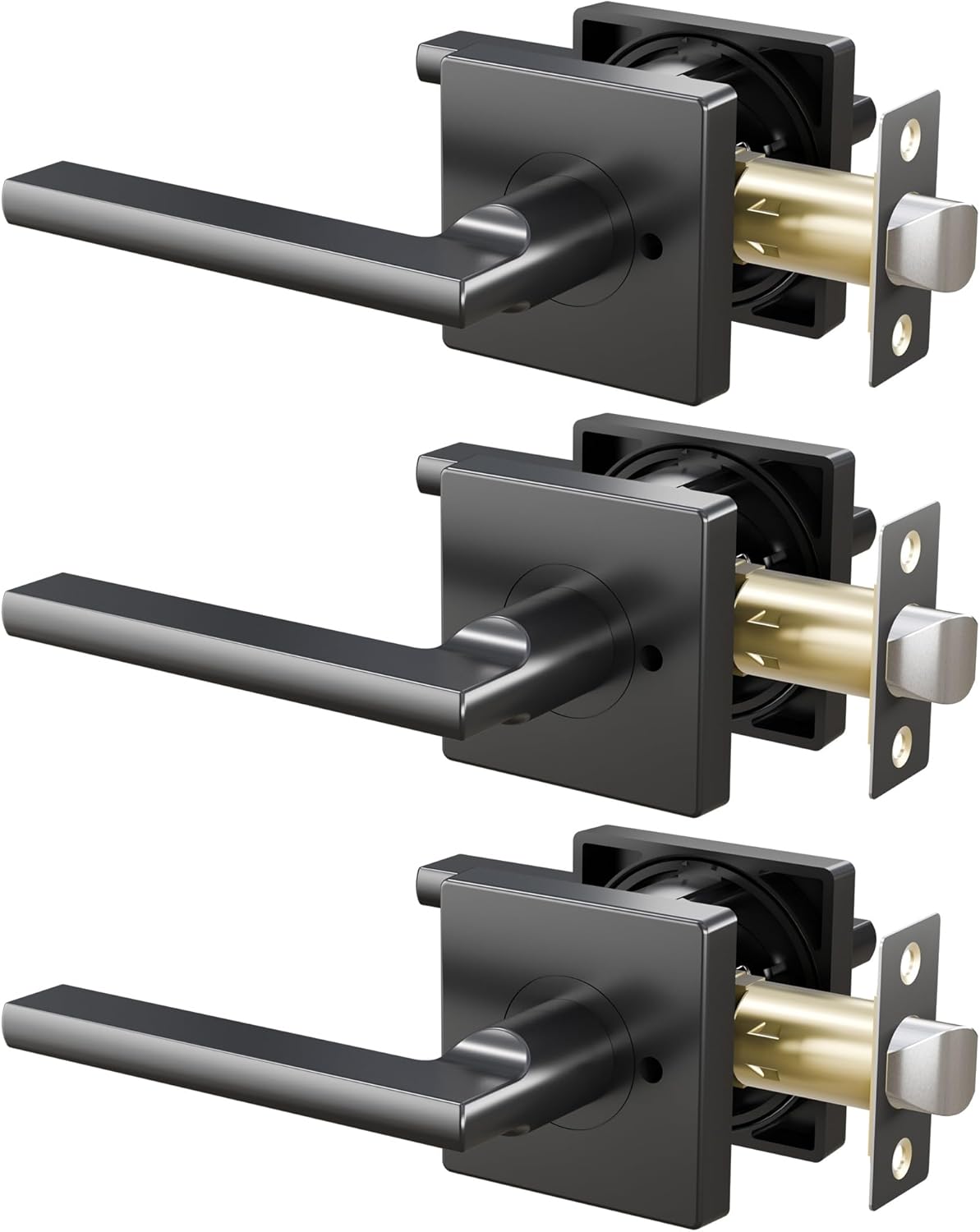 Euvovito 3 Pack Matte Black Door Handles Interior, Invisible Screws ...