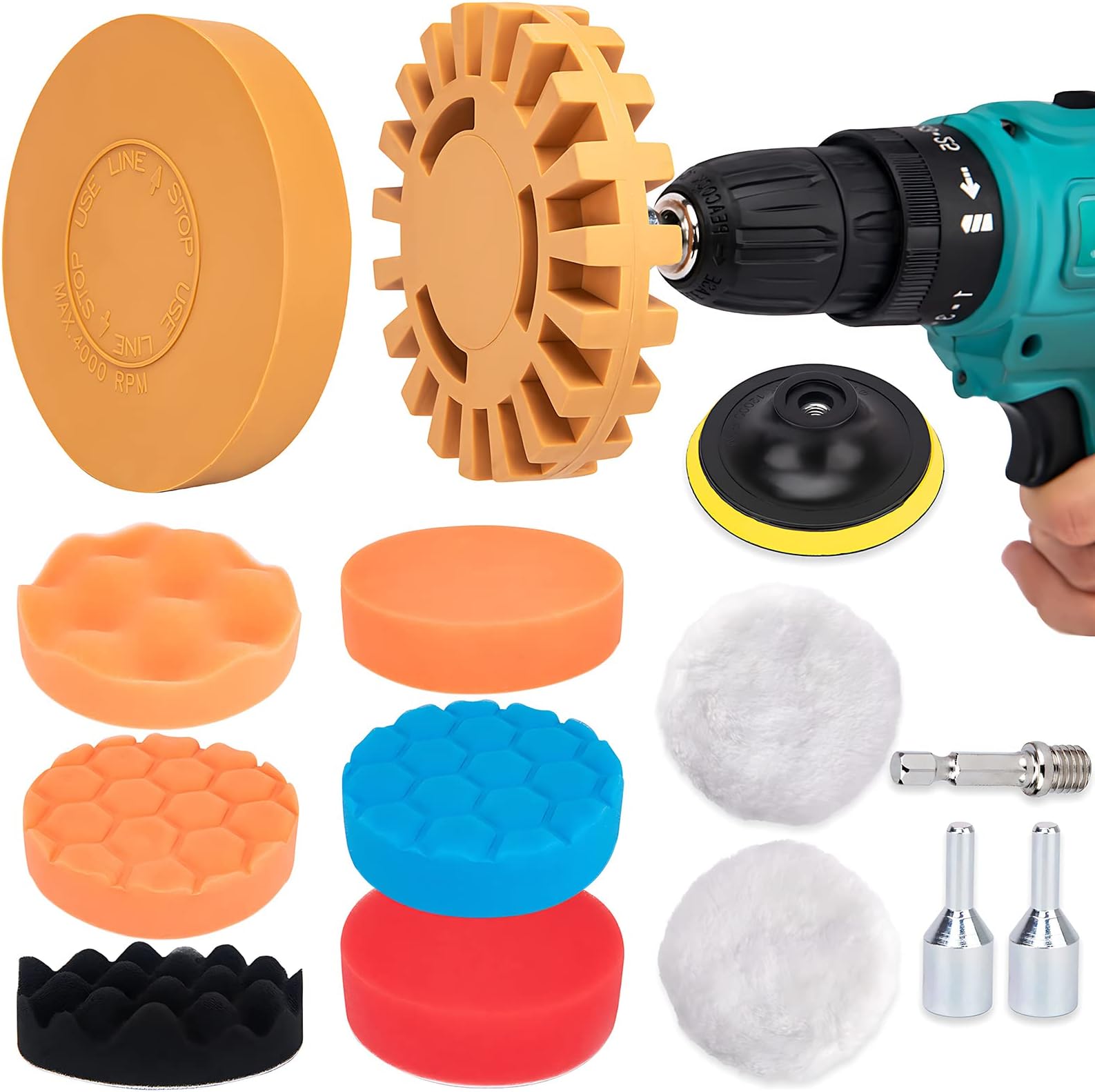 4PCS Decal Remover Eraser Wheel Tool Kit, 4inch Rubber Power Drill ...