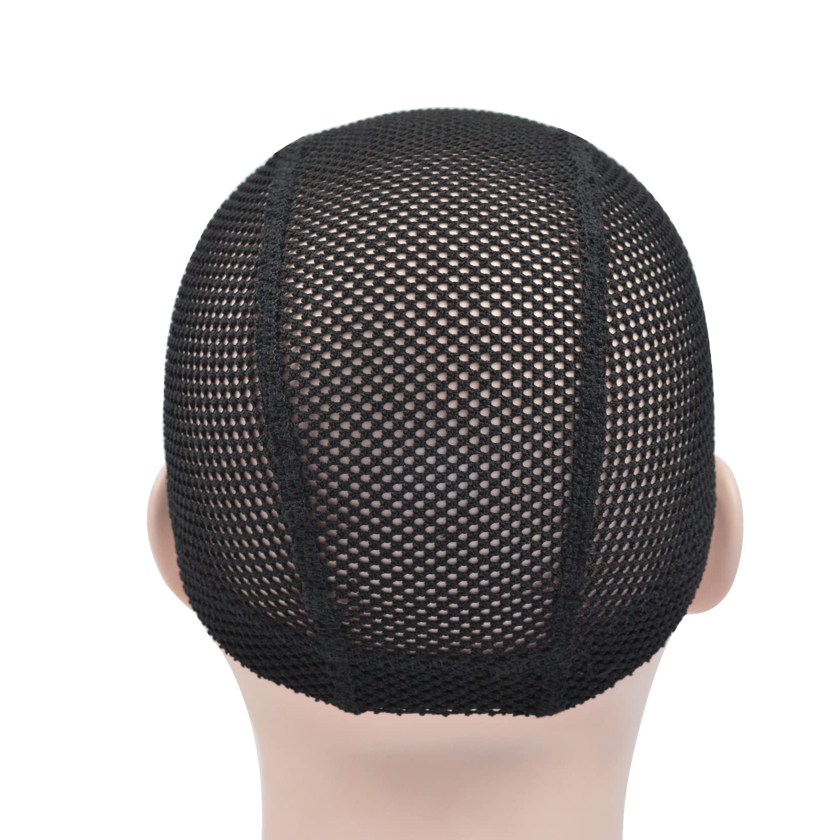 Snapklik.com : 2 Pcs Black Mesh Dome Wig Cap Elastic Crochet Braid Wig ...