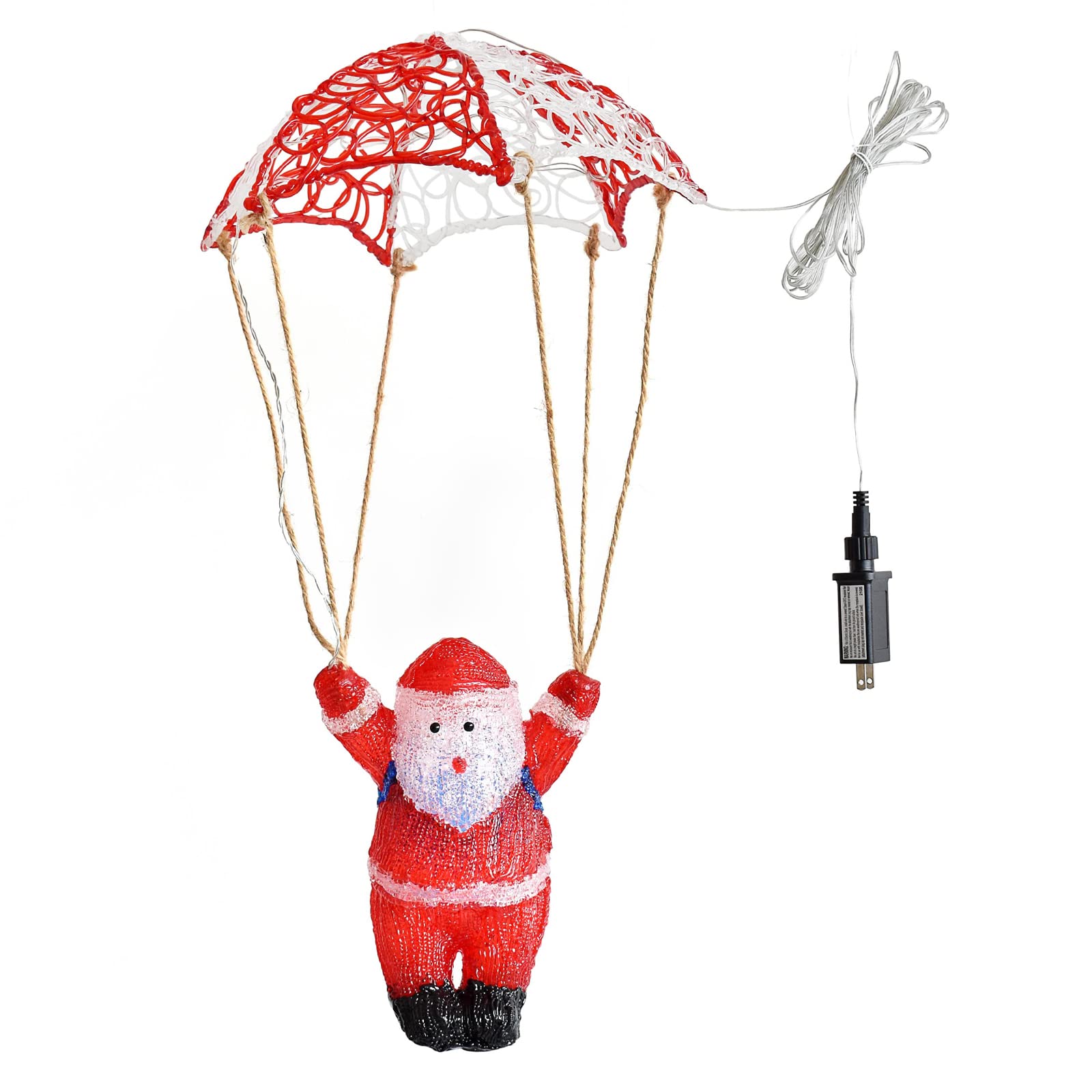SUNNYPARK Hanging Christmas Acrylic Parachute Santa, Pre-lit Lighted 30 ...
