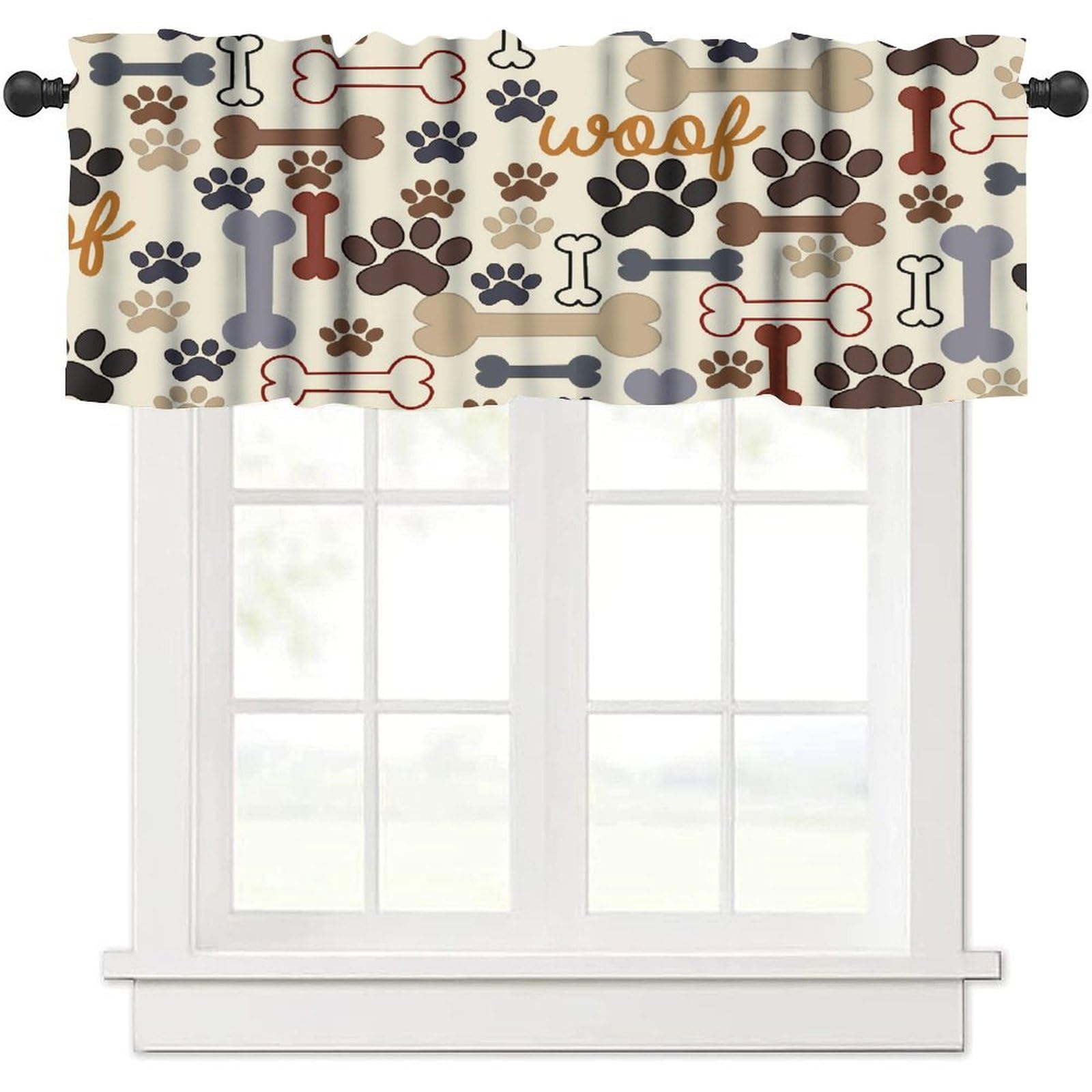 Amazon.com: ICMOLYYENLO Dog Paw Window Valance Cute Paw Print Kitchen ...