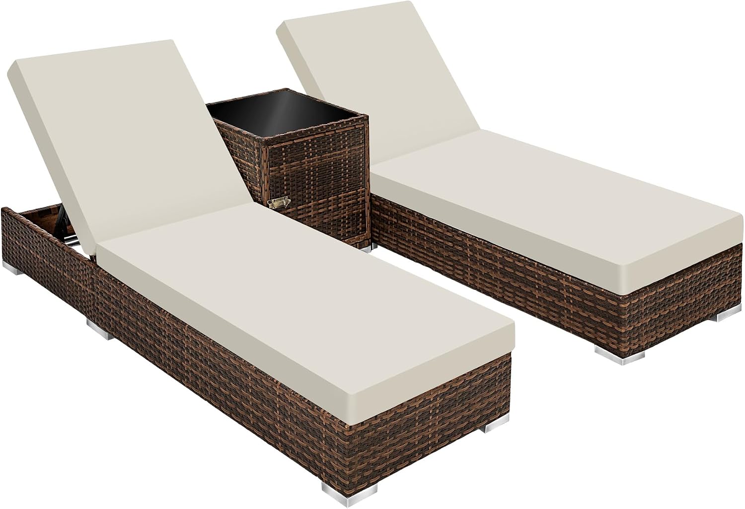TecTake® Set 2 x Lettino Alluminio, Poly Rattan, Lettini Prendisole ...