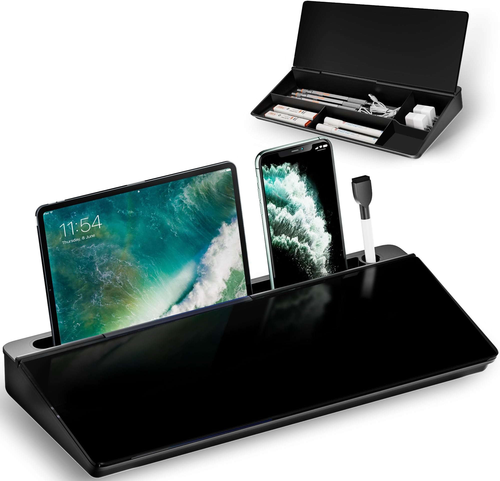 Glass Desktop Whiteboard, Dry Erase Board with Marker Holder, Computer ...