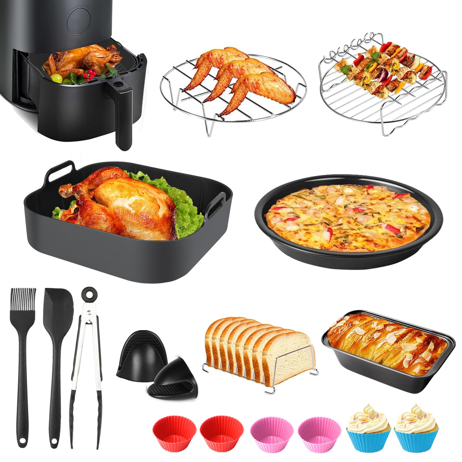 16PCS Airfryer Zubehör Heißluftfritteuse Zubehör für Philips Airfryer XL 6,2L XXL 7,2L, COSORI 5 ...
