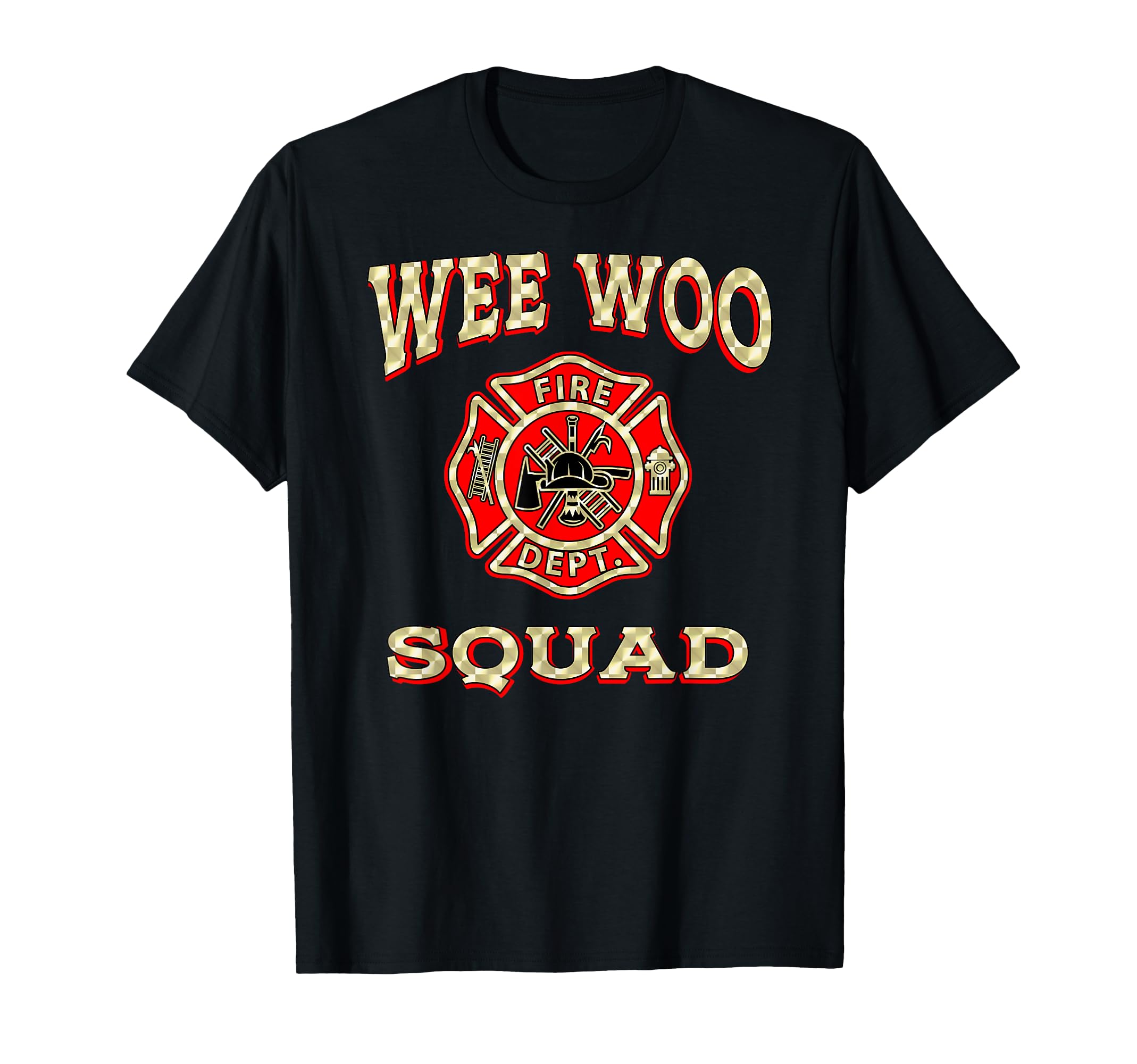 Amazon.com: WEE WOO SQUAD Funny Firefighter Badge Marshal Fire Truck T ...