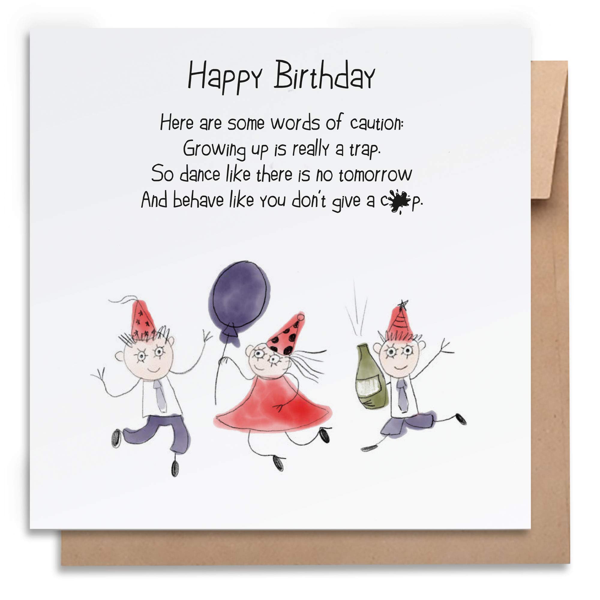 Buy Birthday Card Words Of Caution with Envelope Birthday Card Funny 
