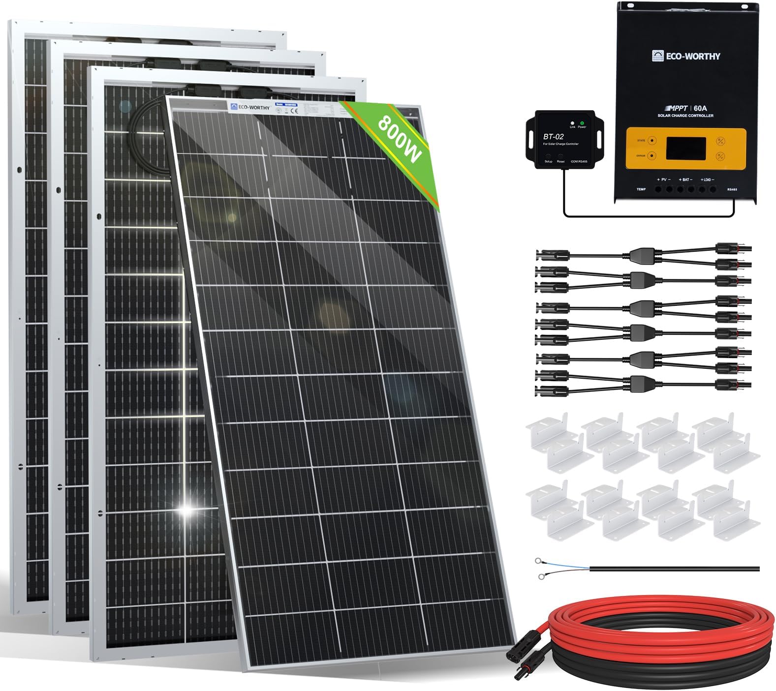 Amazon.com : ECO-WORTHY 400 Watt 12 Volt Premium Solar Panel Kit :4pcs ...