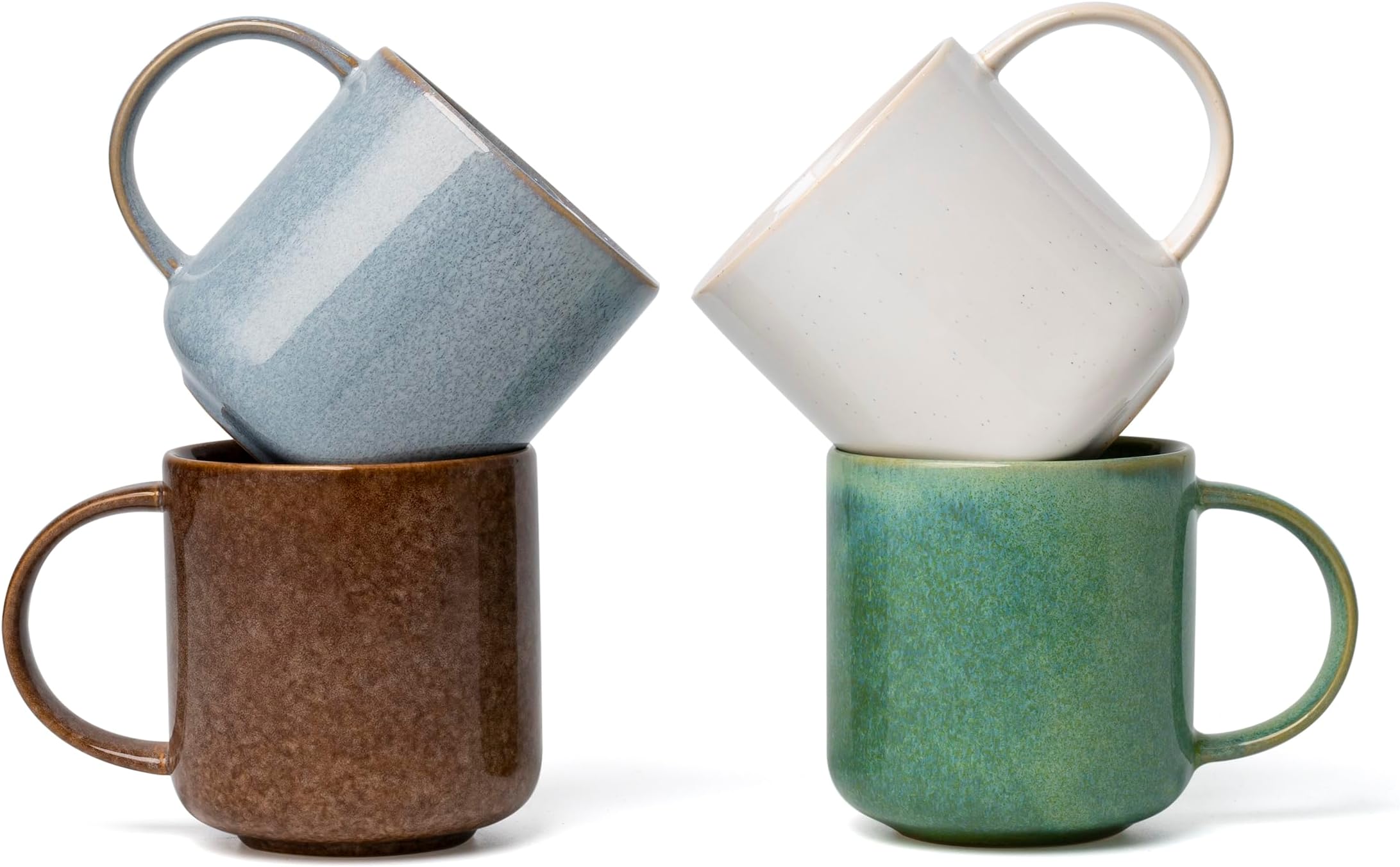 Amazon.com: Ceramic Coffee Mug Set - Large Stoneware Cups - Hand ...