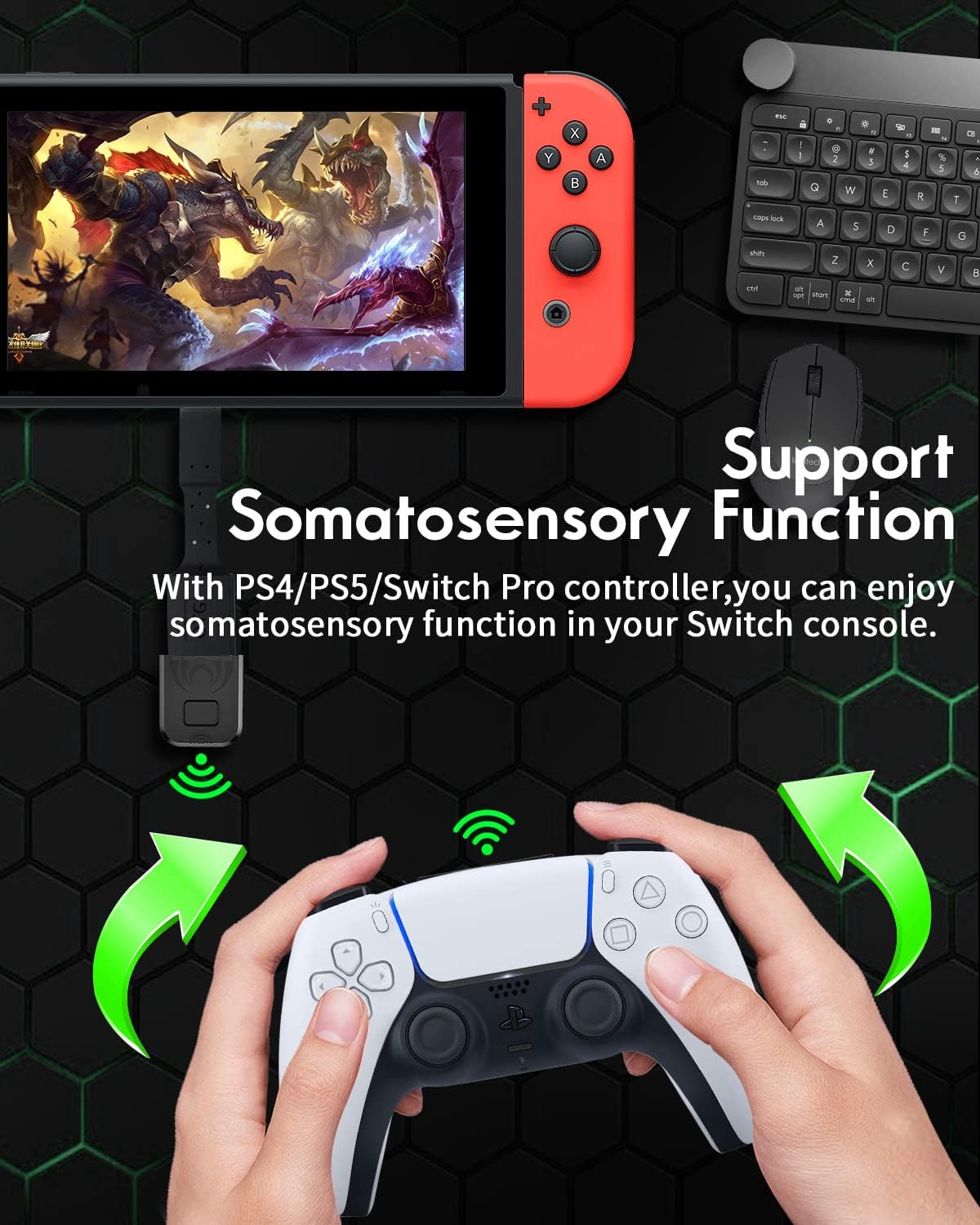 Snapklik.com : AOLION Bluetooth Adapter For PS4/PS5/Switch, Wireless ...