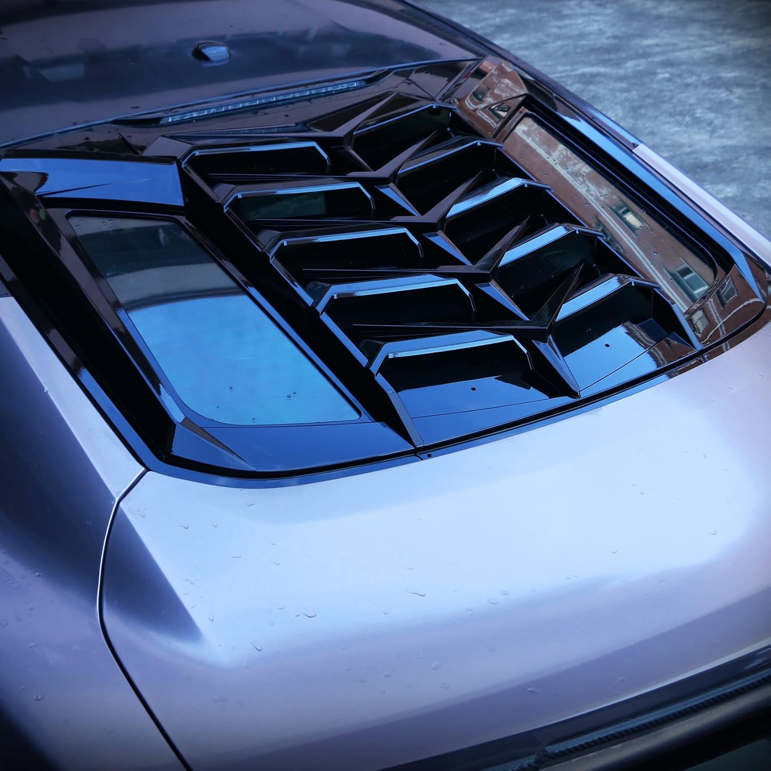 MEEAOTUMO Glossy Black Rear Window Louvers Windshield Sun Shade Cover ...