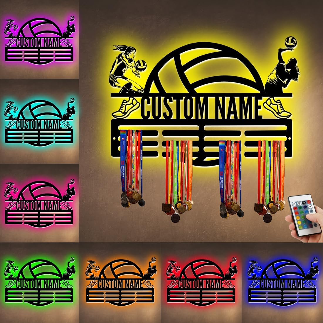 Amazon.com: XIAO.Z Personalized Metal Volleyball Medal Hanger Holder ...