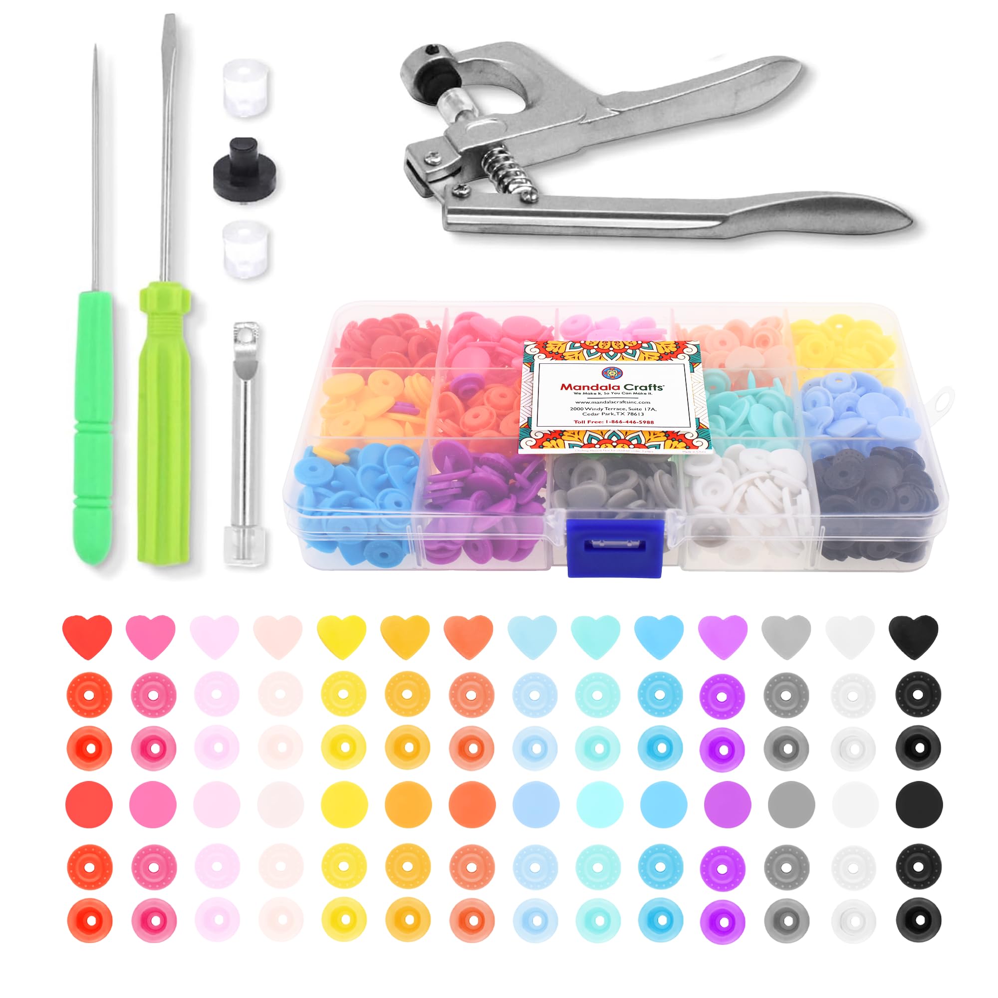 Amazon.com: Mandala Crafts Plastic Snaps Fasteners Kit & Snap Pliers ...