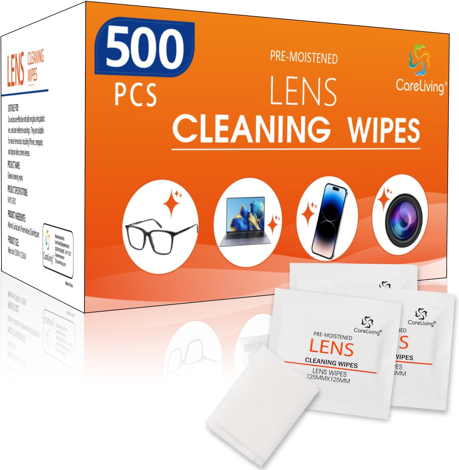 Amazon.com: CareLiving 500 Count Lens Cleaning Wipes for Eyeglasses ...