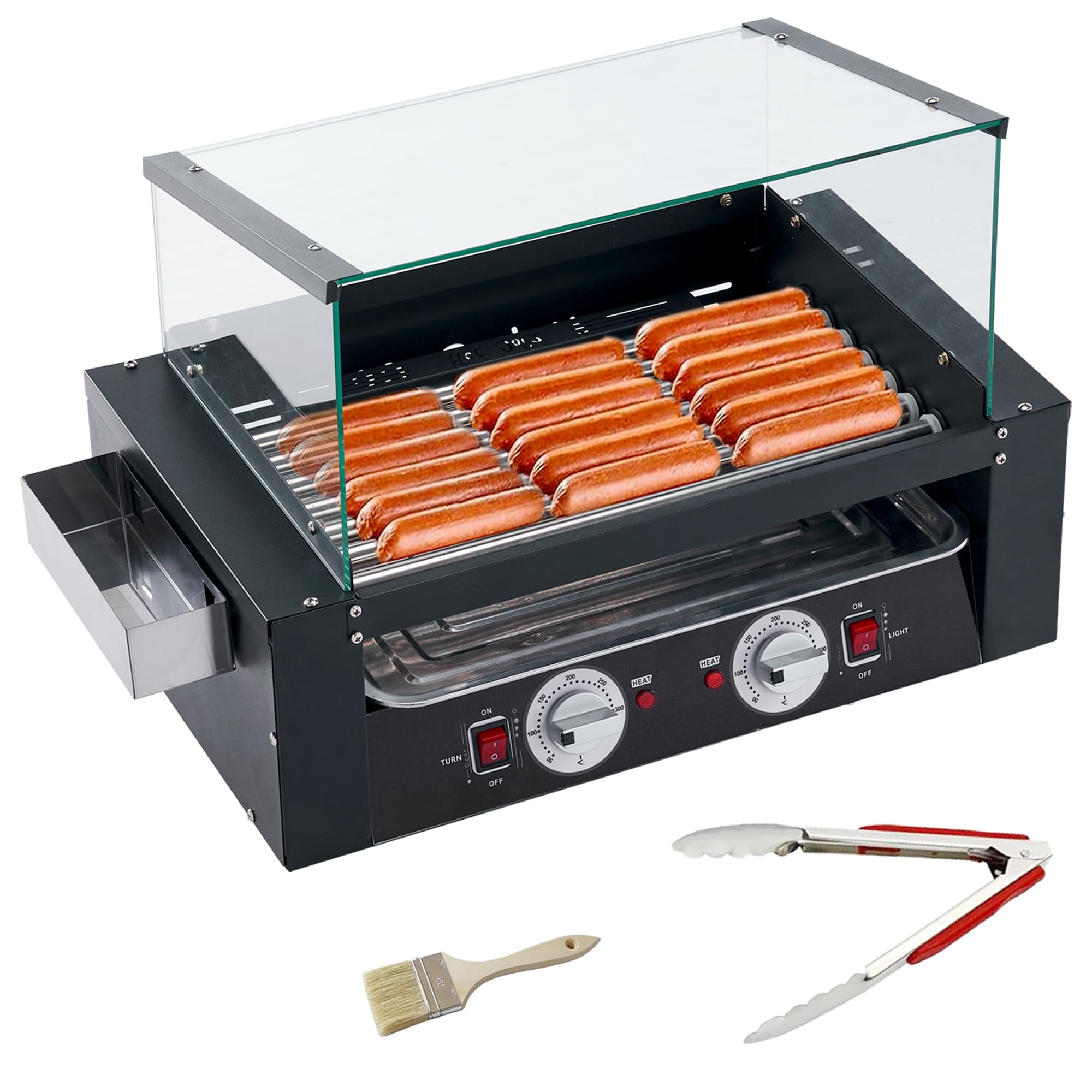 Amazon.com: 1400W Hot Dog Roller, 7 Rollers Hot Dog Machine, 18 Hot ...