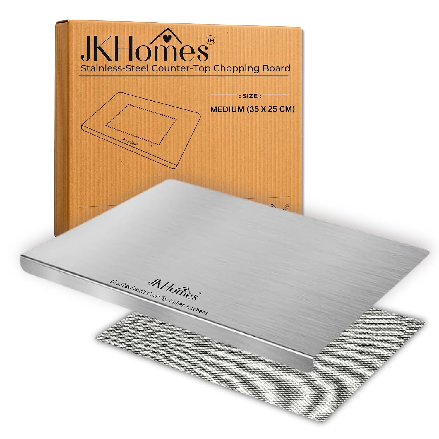 Buy JKHomes Stainless Steel Chopping Board | with Non-Slip EVA Pad I ...