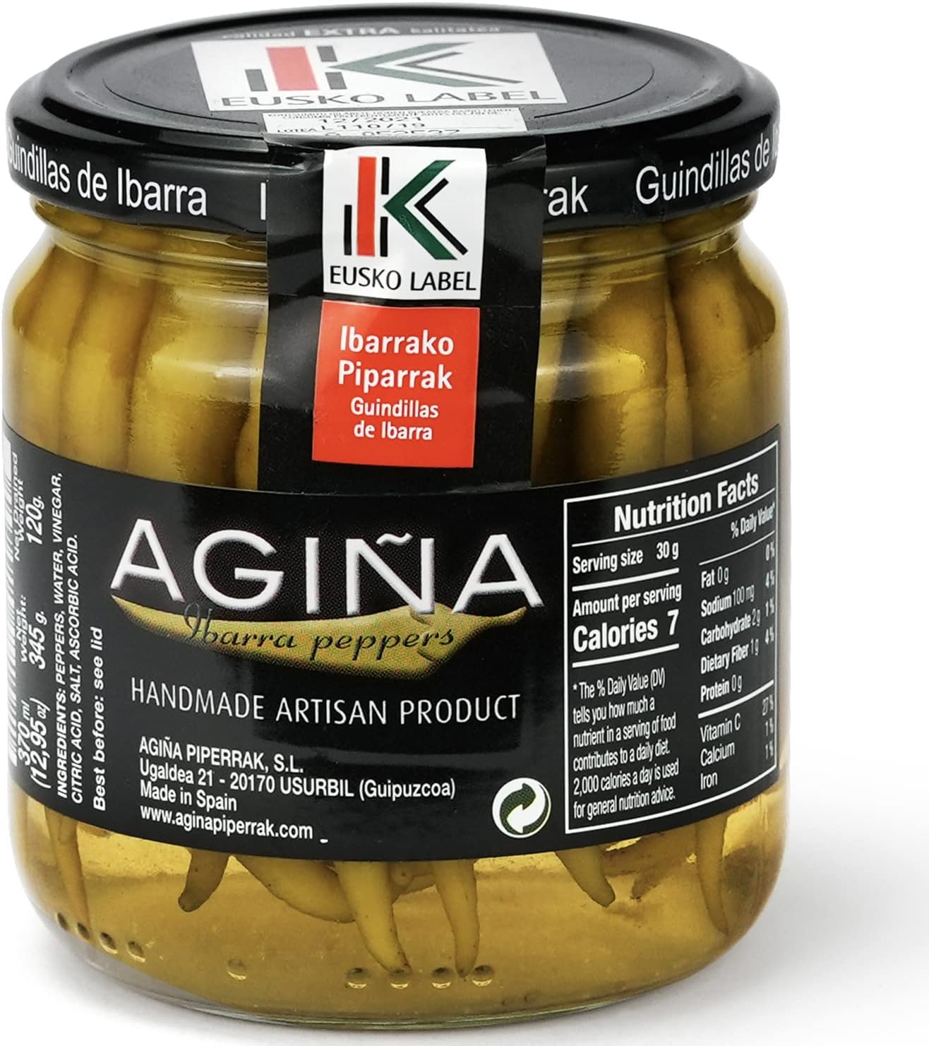 Amazon.com : Piparras Guindillas Basque Green Pepper in Brine - 13 OZ ...