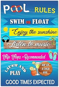 Amazon.com: WSDESDEC Colorful Summer Swim Pool Rules Wooden Hanging ...