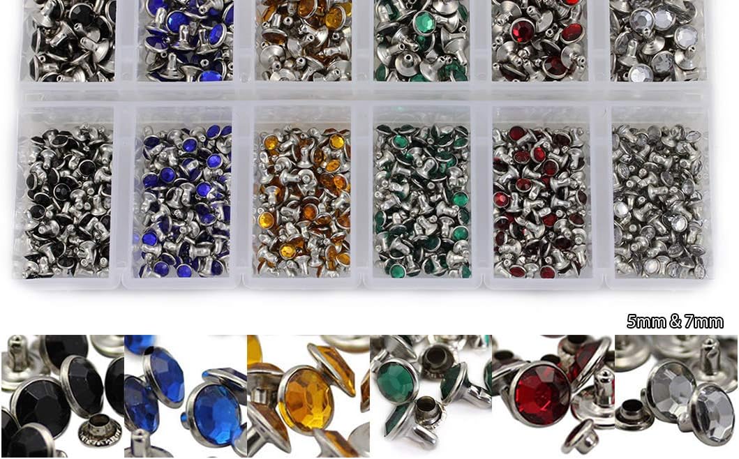 Amazon.com: Allstarco 900PCS Acrylic Rhinestone Rivets in Bulk 5mm ...