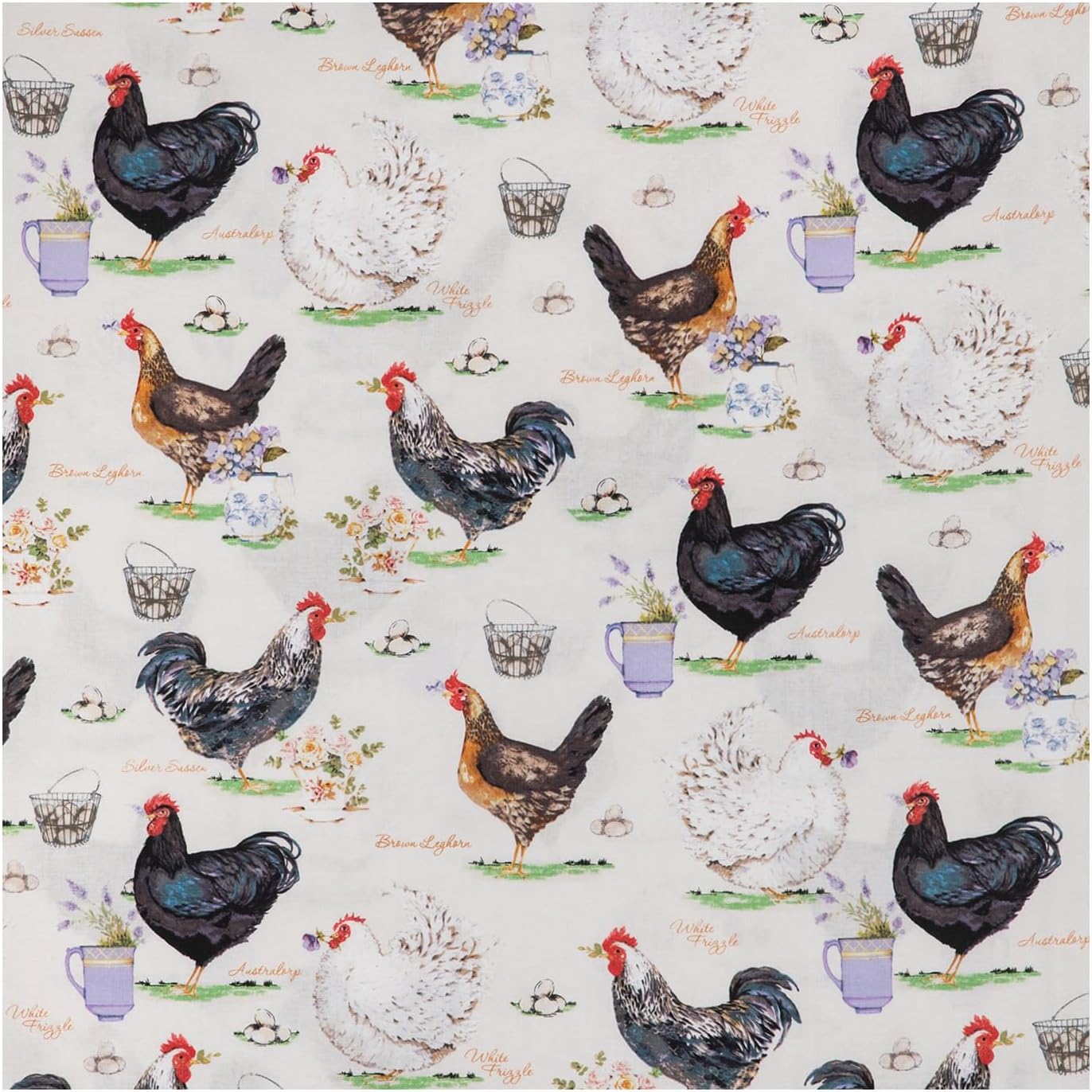 Amazon.com: Hobby Lobby Roosters Cotton Calico Fabric (1 Yard ...