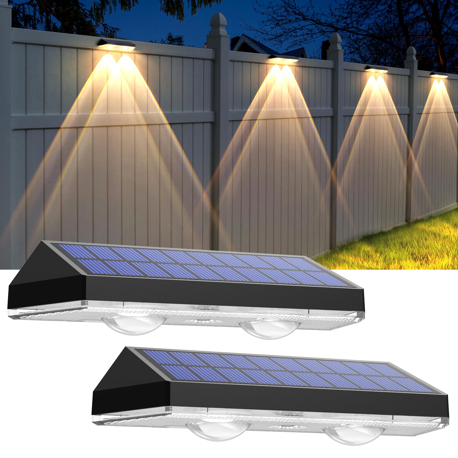 Lianglome Solar Fence Lights 2pk Solar Outdoor Light