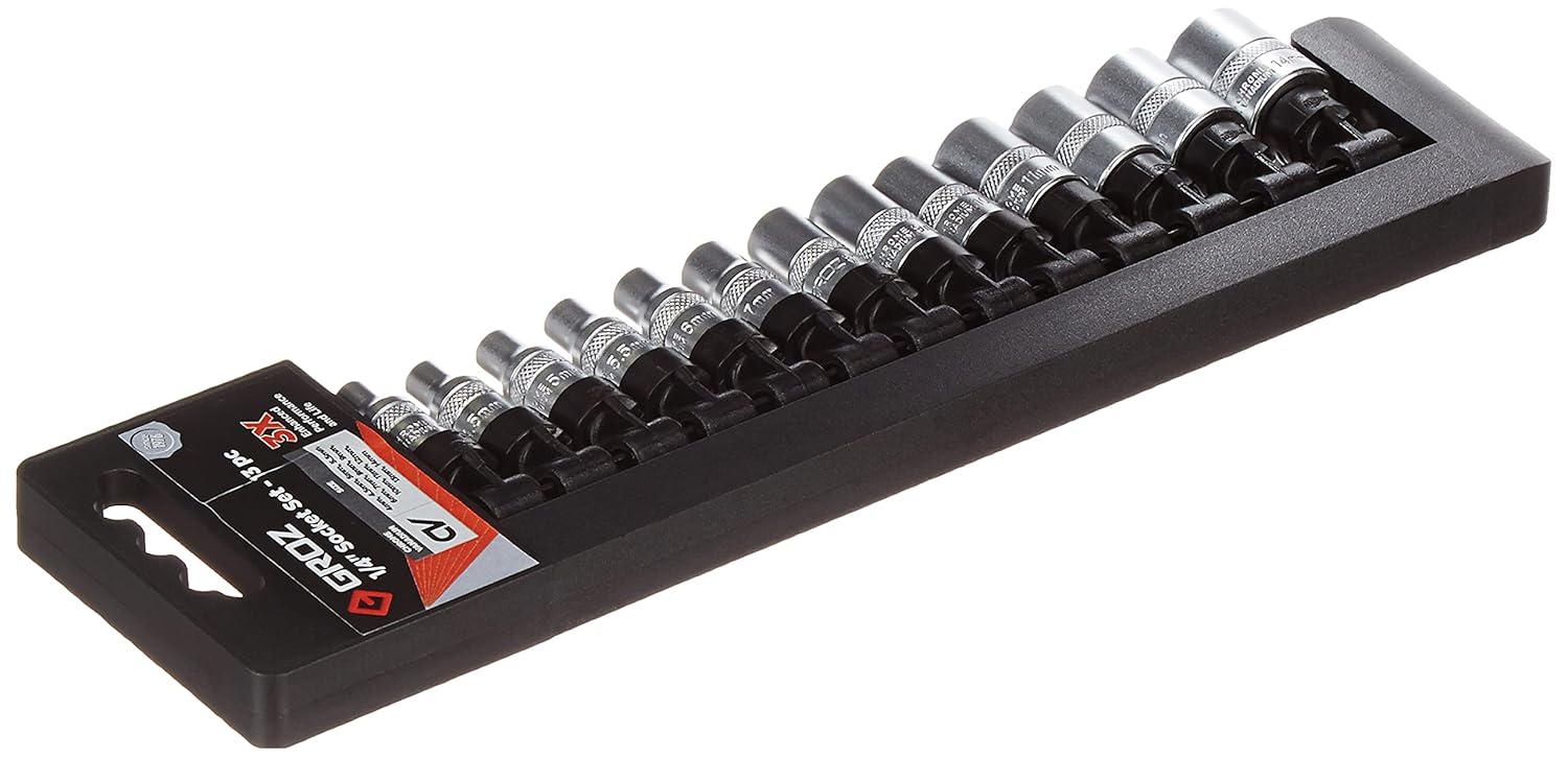 Groz KIT/SKT/H/1-4/13L/UG Hand Socket 1/4 Inch Drive Hex 13 Pieces ...