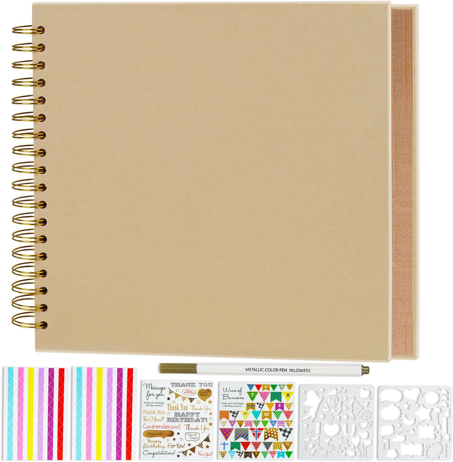 Artmag DIY Scrapbook Album 10 x 10 Inch Hardcover Kraft Blank Paper ...