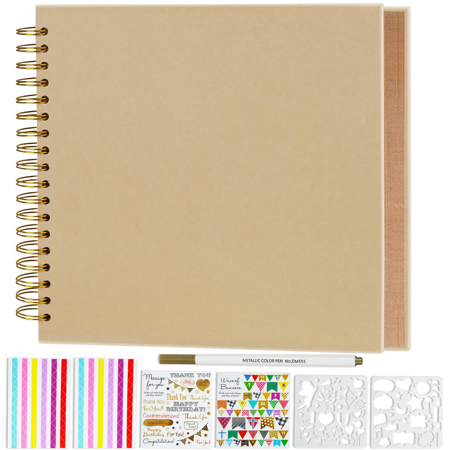 Artmag DIY Scrapbook Album 8 x 8 Inch Hardcover Kraft Blank Paper Scrap ...