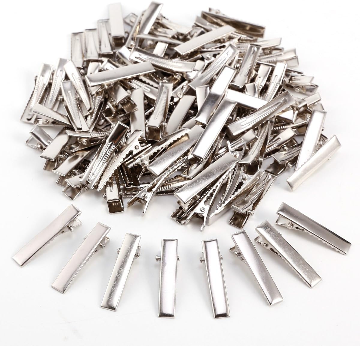 100x Silver Crocodile Alligator Clips Blank Hair Bow Slide Duckbill ...