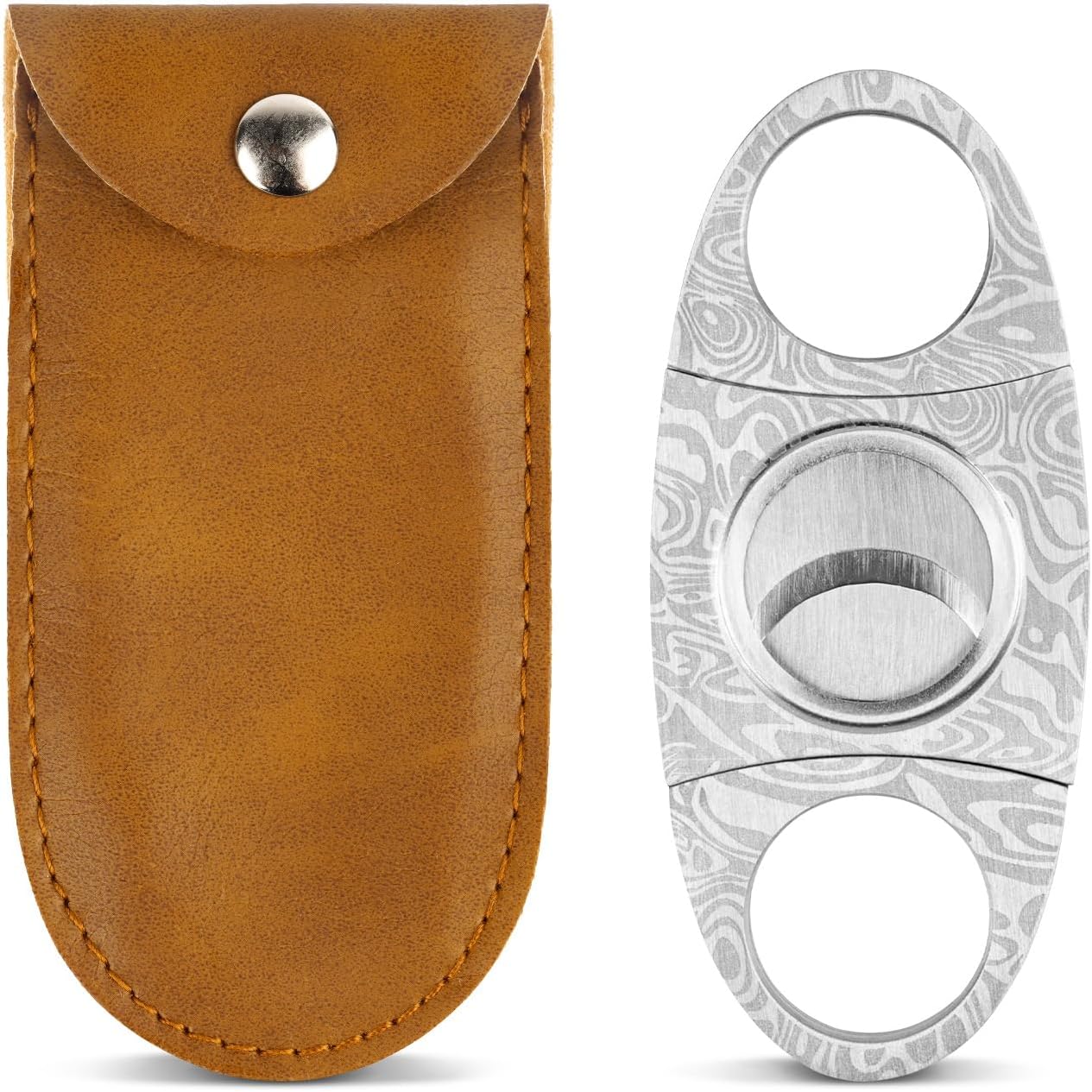 GALAMAX Cigar Cutter, Silver Grain Damascus Stainless Steels Cigar ...