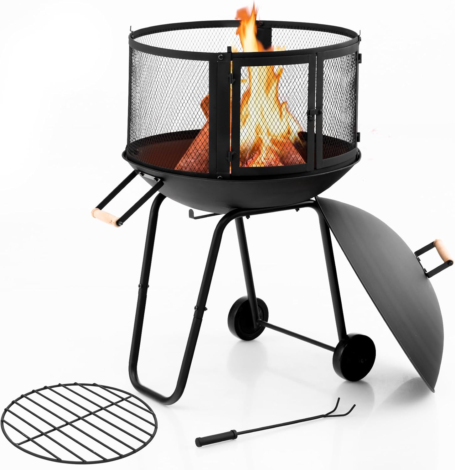 Amazon.com : S AFSTAR Fire Pit Outdoor Indoor, 28 Inch Wood Burning ...