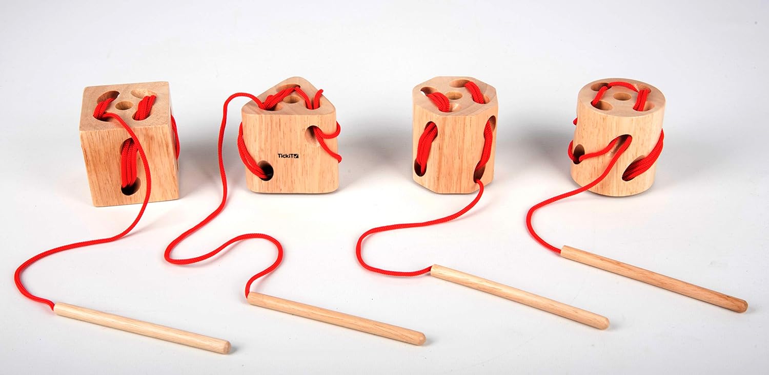 TickiT 73426 Wooden Lacing and Threading Shapes, Pack of 4 – TopToy