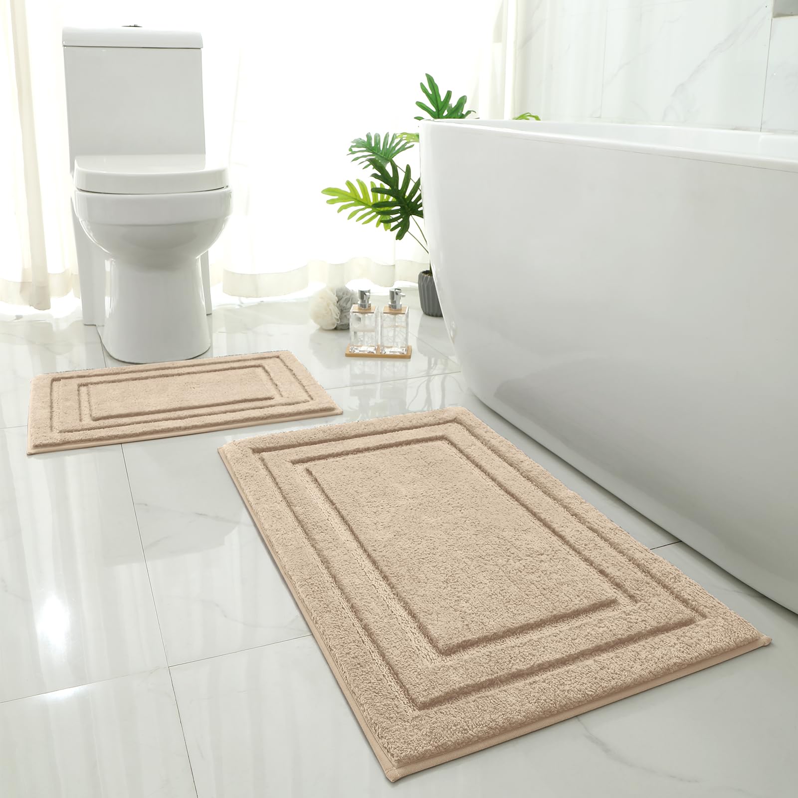 HOMEIDEAS Bathroom Rugs Sets 2 Piece, Super Soft and Absorbent Non Slip ...