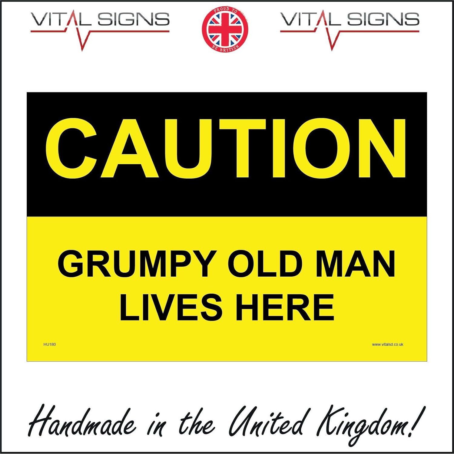 HU180 Caution Grumpy Old Man Lives Here Sign fun humour silly gift door ...