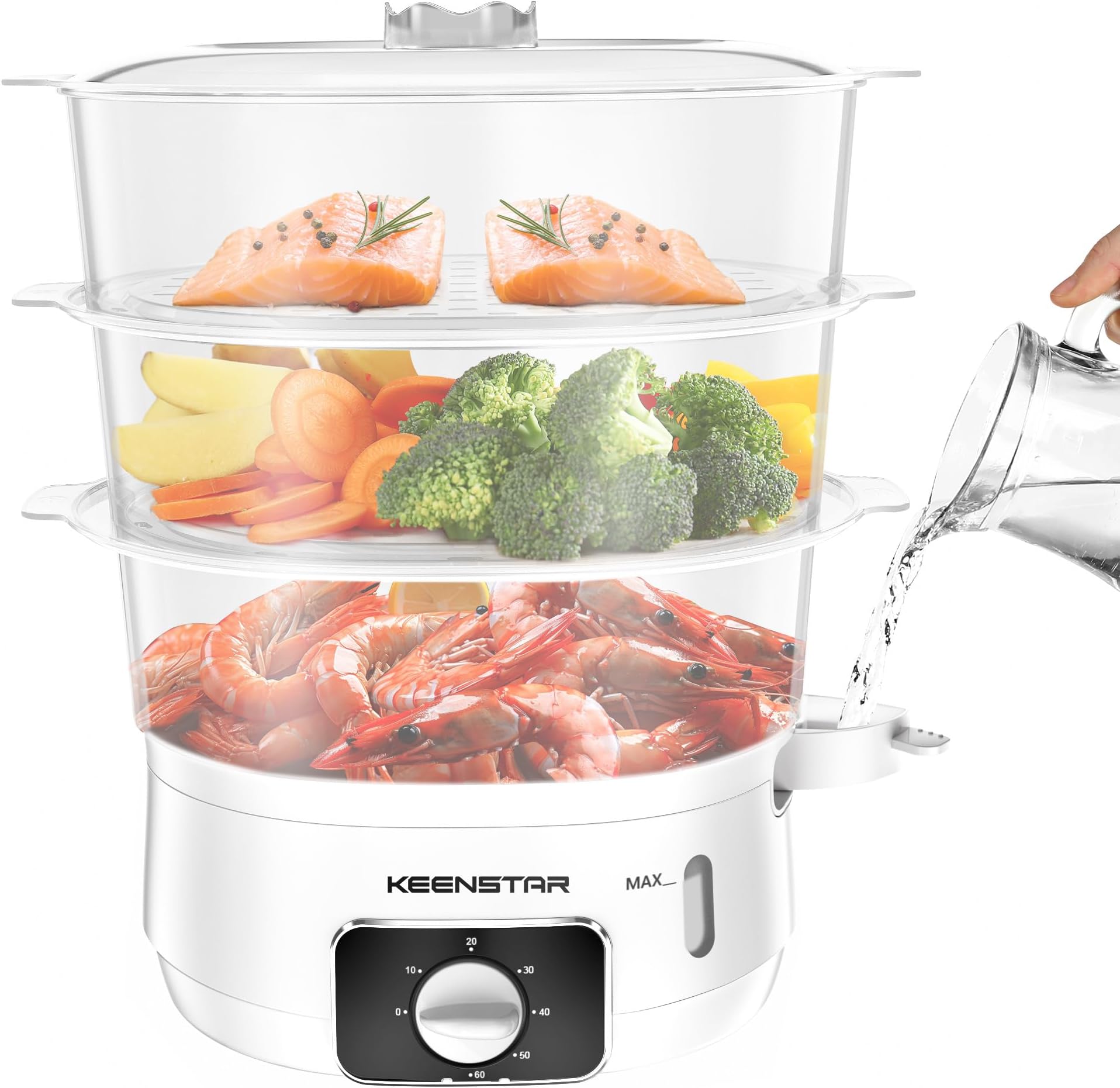 Amazon.com: BELLA 9.5 QT Triple Tier Digital Food Steamer, Healthy Fast ...