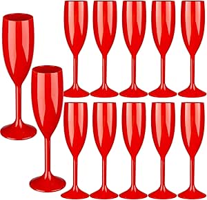Amazon.com | 12pcs Red Champagne Flutes,6OZ Acrylic Champagne Glasses ...