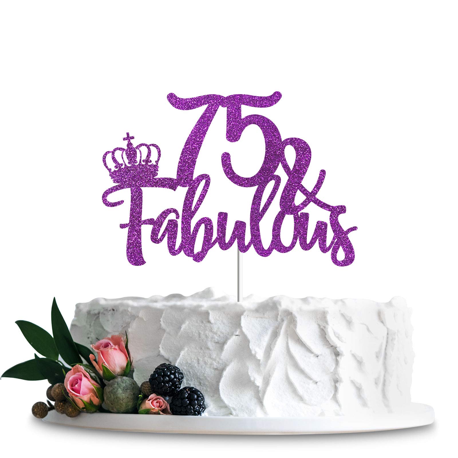 Snapklik.com : Purple Glittery 75 & Fabulous Cake Topper, Happy 75th ...