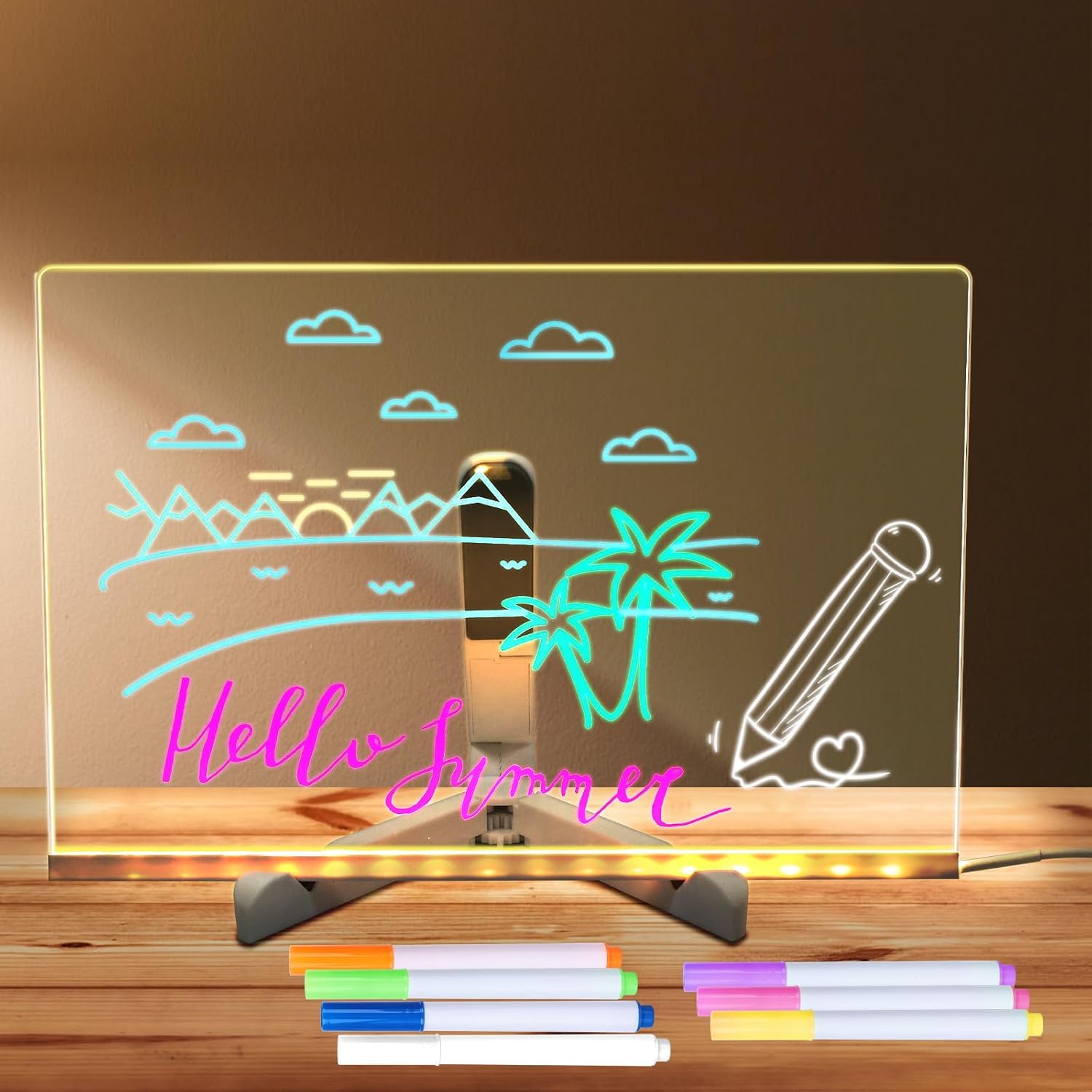 Amazon.com : Acrylic Dry Erase Board with Light, 12” X 8” Acrylic Led ...